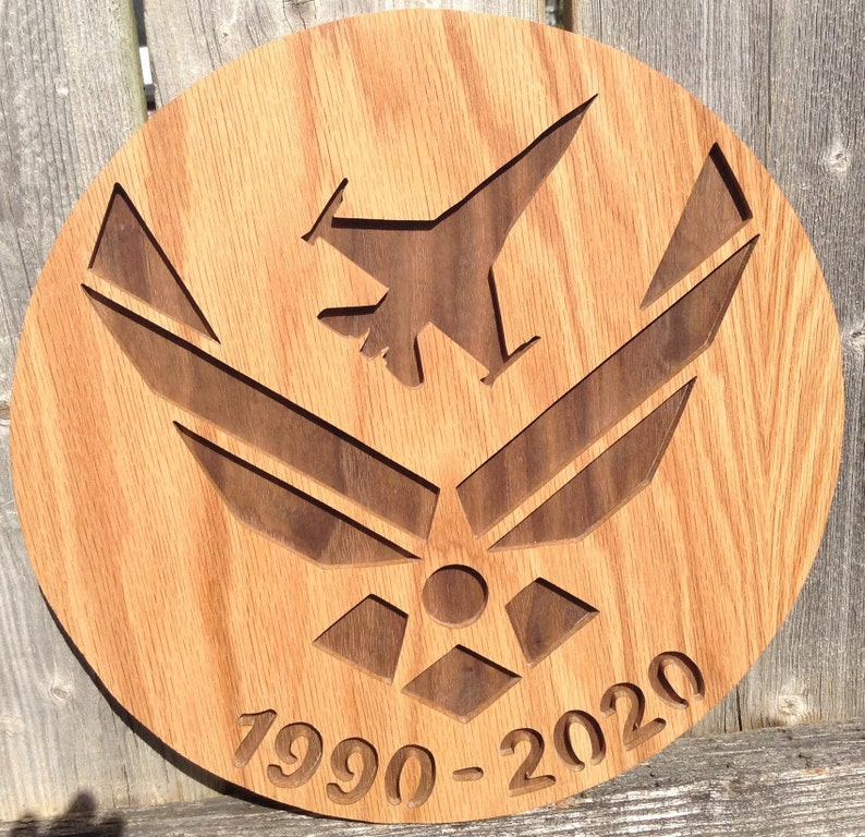Air Force Wood Sign: Scroll Saw Veteran Gift, Oak & Walnut - Etsy