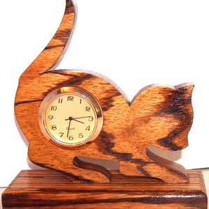 Cat Lover Gift, Cat Desk Clock, Playful Kitty, Wood Cat Clock, Cat Art ...
