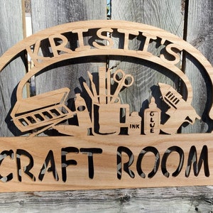 Personalized Craft Room Wood Sign, Crafter She Shed Sign, Happy Place ...