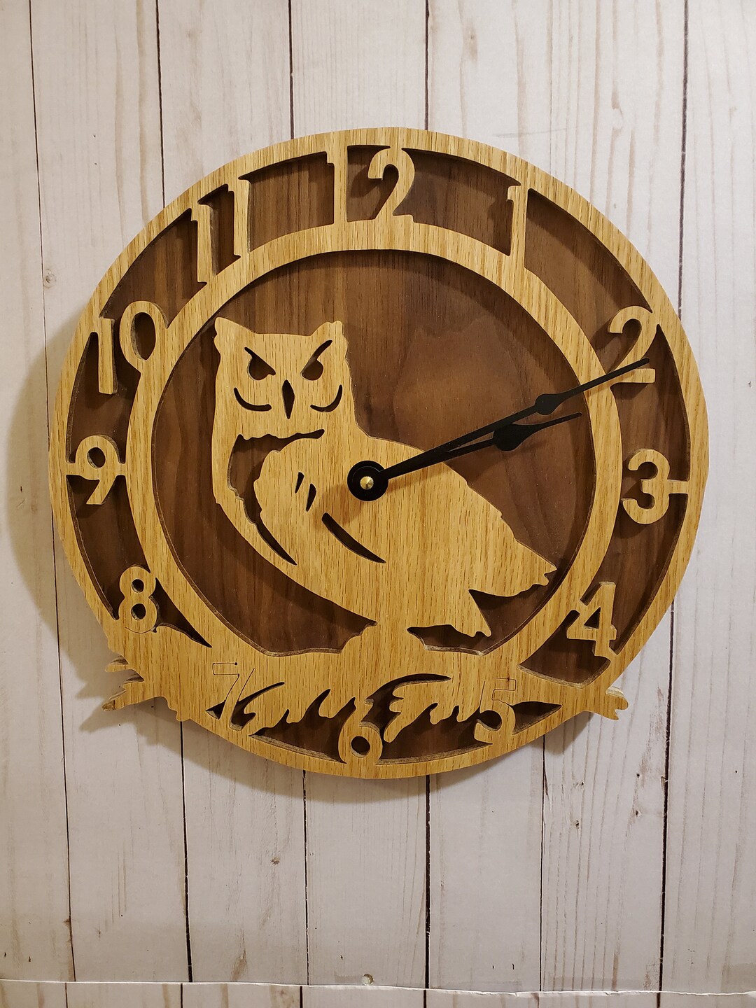 Owl Wall Clock, Owl Artwork, Owl Gifts, Wood Wall Clock, Scroll Saw ...
