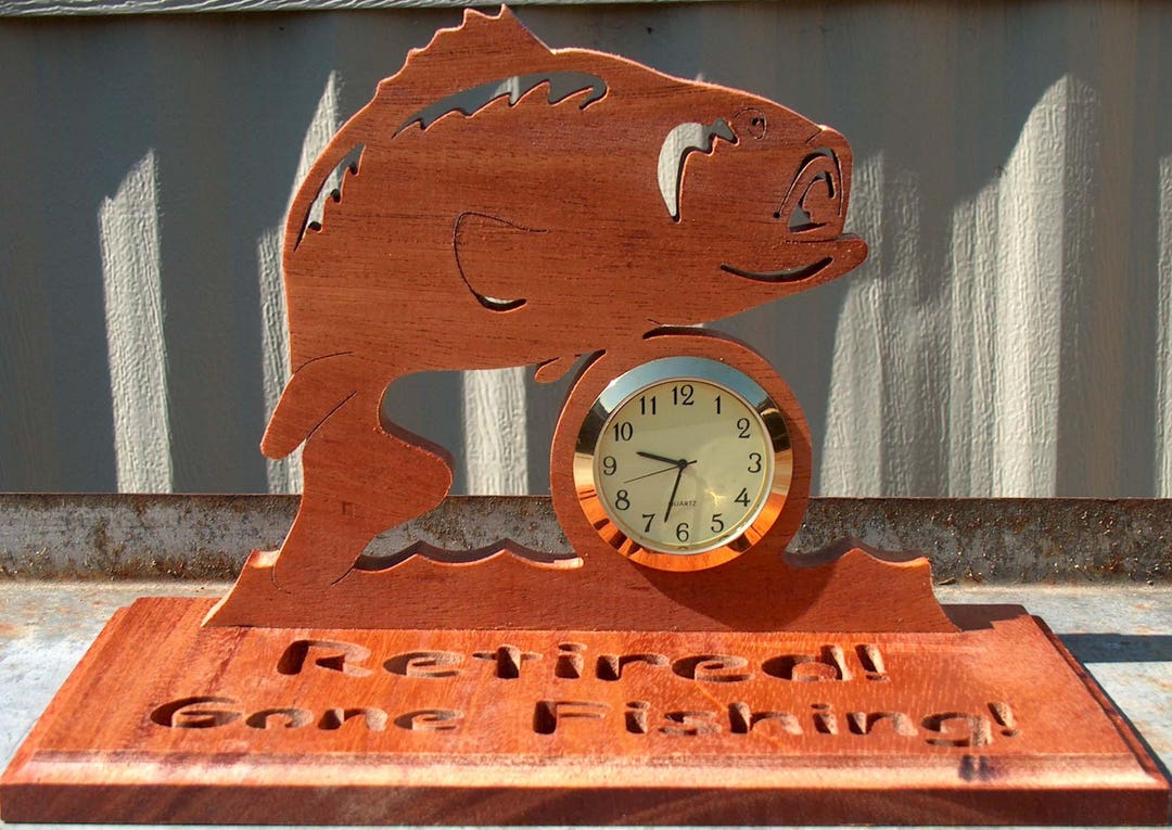 Fisherman Retirement Gift, Bass Desk Clock, Bass Fishing Gift, Fish ...