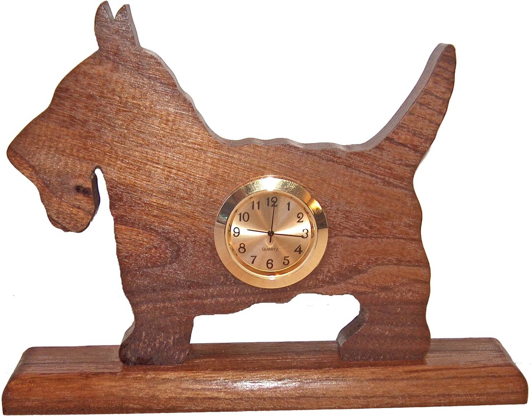 Schnauzer Desk Clock: Wooden Dog Decor - Etsy