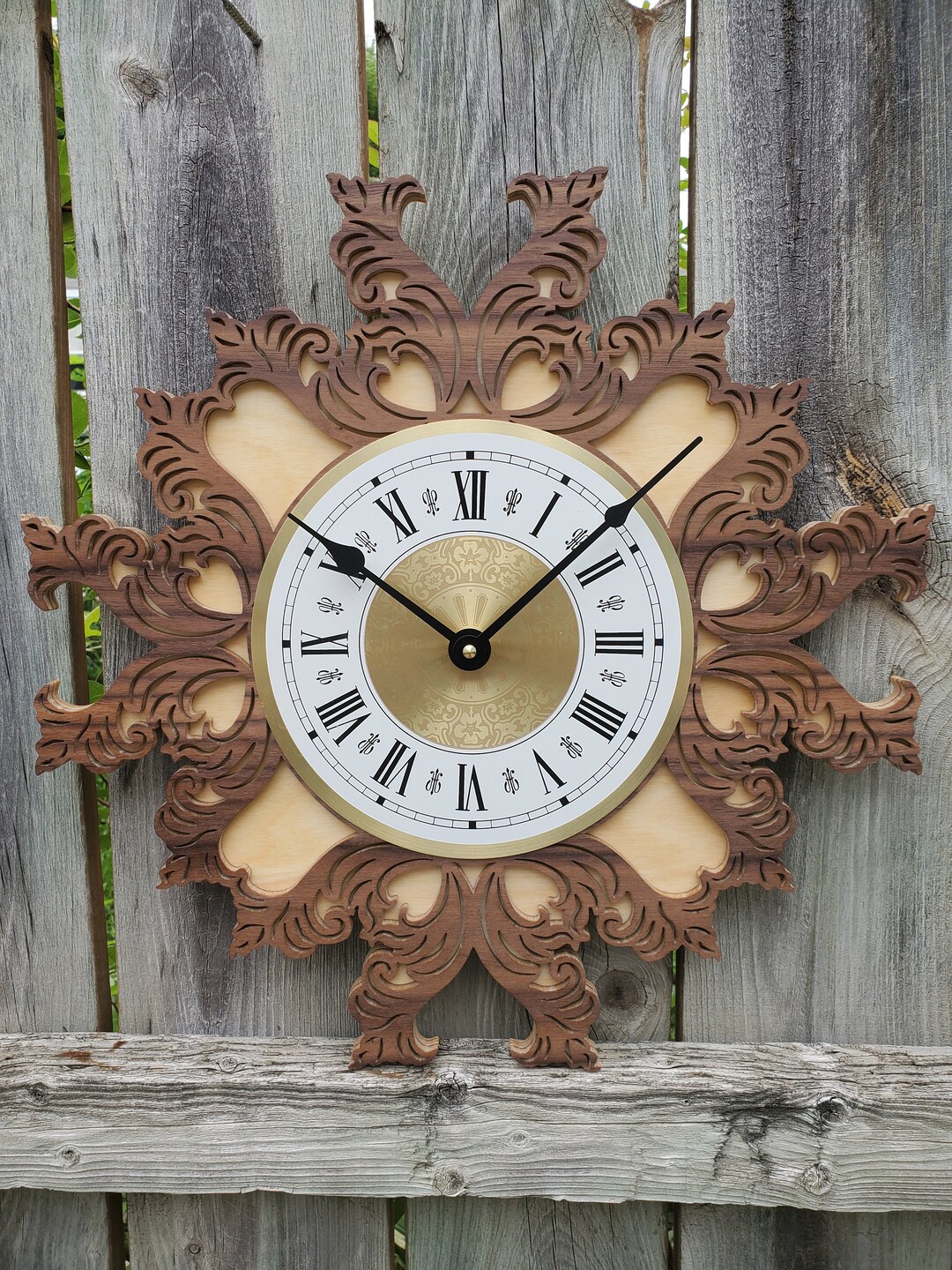 Vintage Style Wood Wall Clock, Rustic Clock, Retirement Gift, Fretwork ...