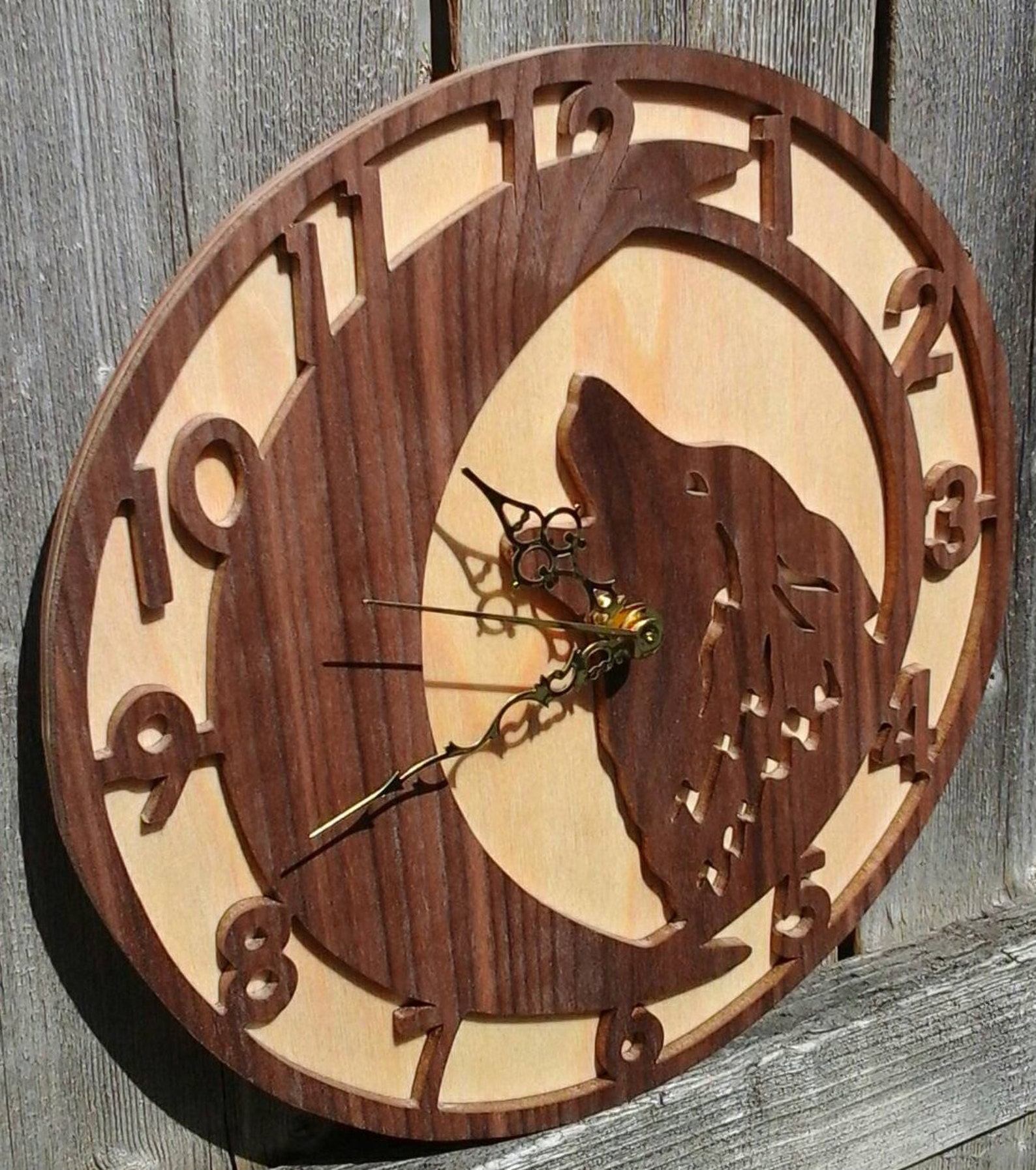 Wolf Wall Clock Wolf Moon Clock Howling Wolf Clock Wolf - Etsy