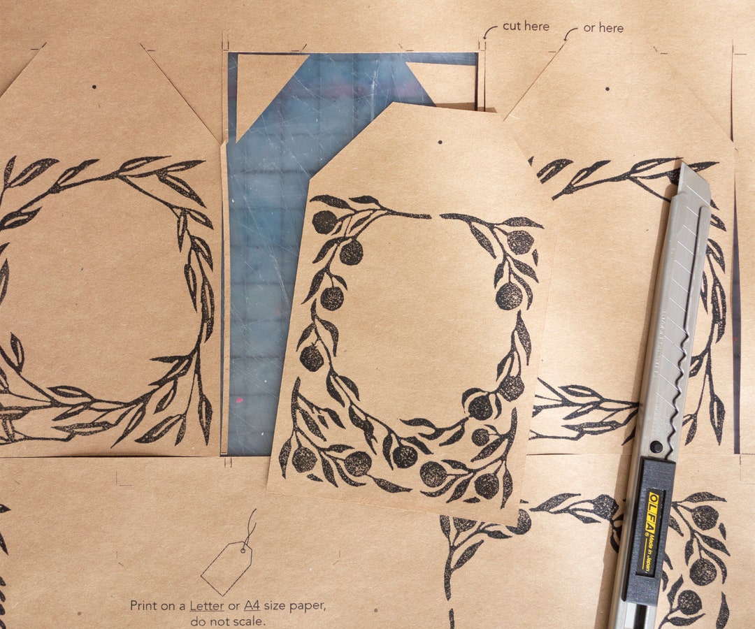 Decorative Frames Name Tags Clipart Gifttags Hand Stamped Lino-cut ...