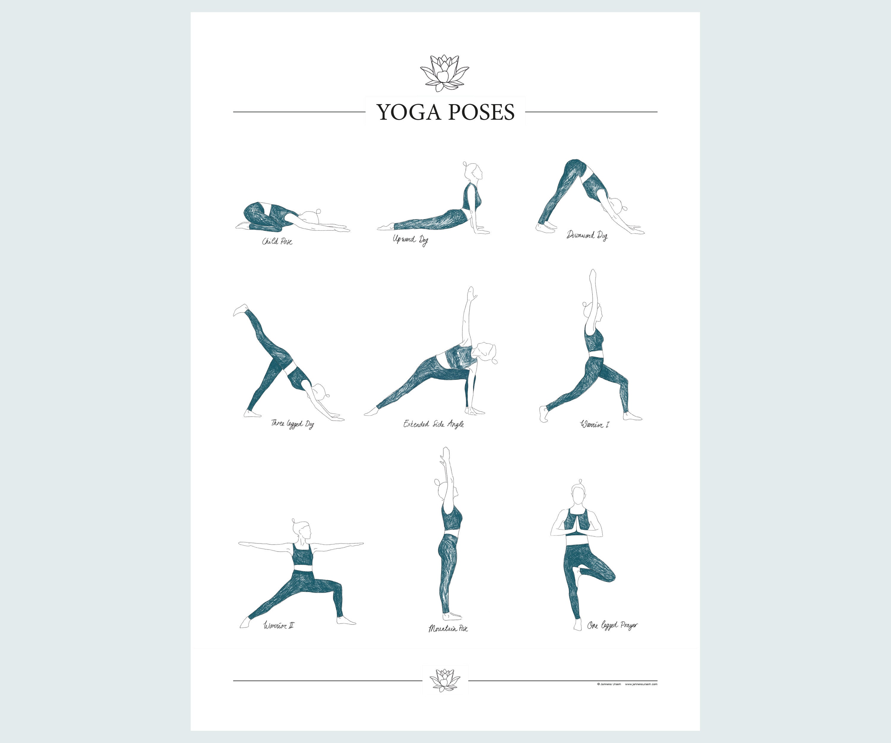 Hand Drawn Yoga Poses A1 Poster Instant Download - Etsy