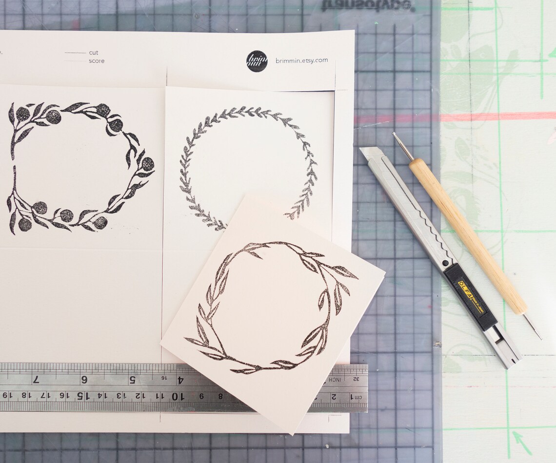 Folded Greeting Card Digital PDF Template Decorative Frames Clipart ...