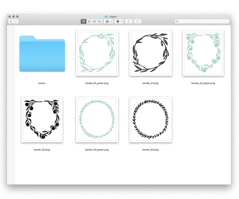 Folded Greeting Card Digital PDF Template Decorative Frames Clipart ...