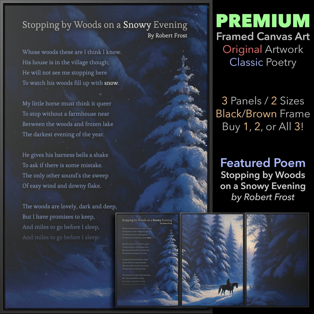 Framed Canvas Wall Art Set | Robert Frost | Stopping by Woods on a ...