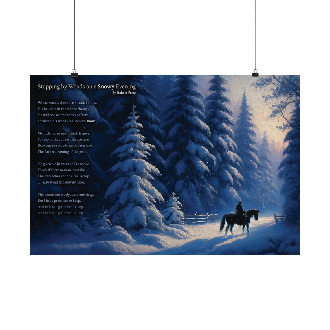 Matte Horizontal Poster Robert Frost Stopping by Woods on a Snowy ...