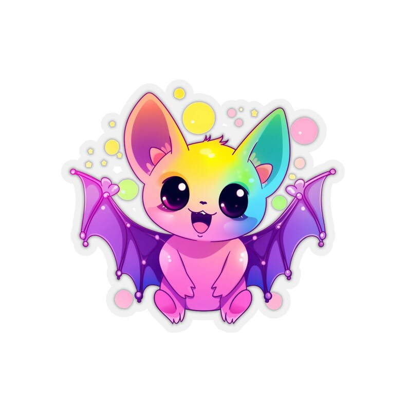 Cute Kawaii Colorful Bat Sticker Colorful Bat Decal Cute Bat Sticker ...