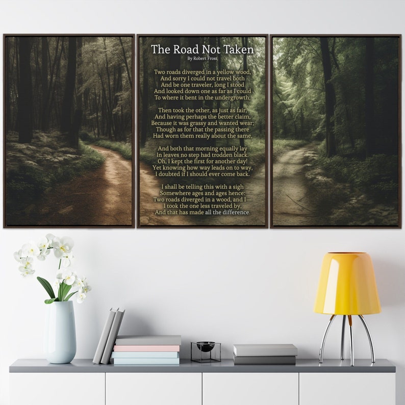 Robert Frost the Road Not Taken Poem Art | Poem Prints | Poems Memorial ...
