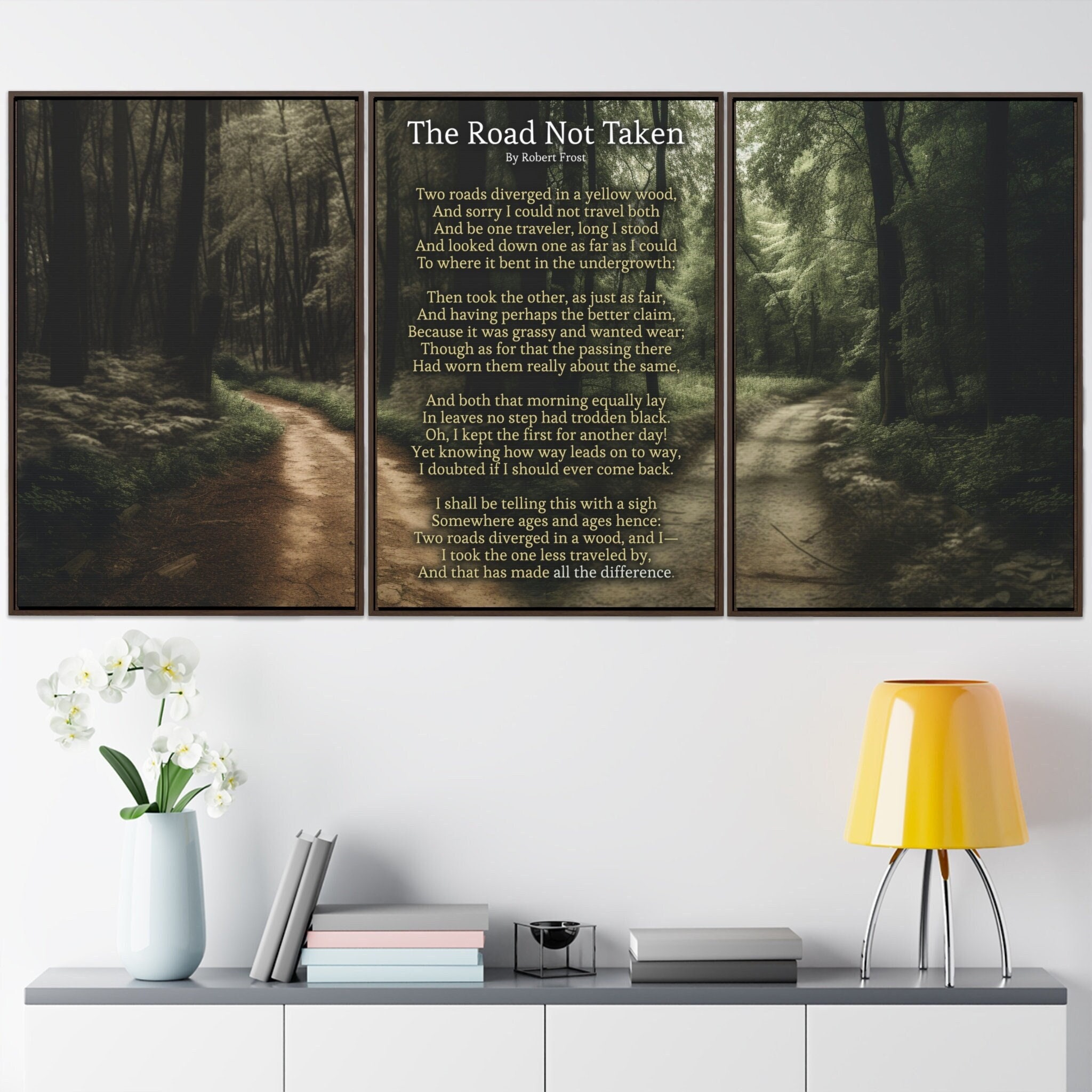 Robert Frost the Road Not Taken Poem Art | Poem Prints | Poems Memorial ...
