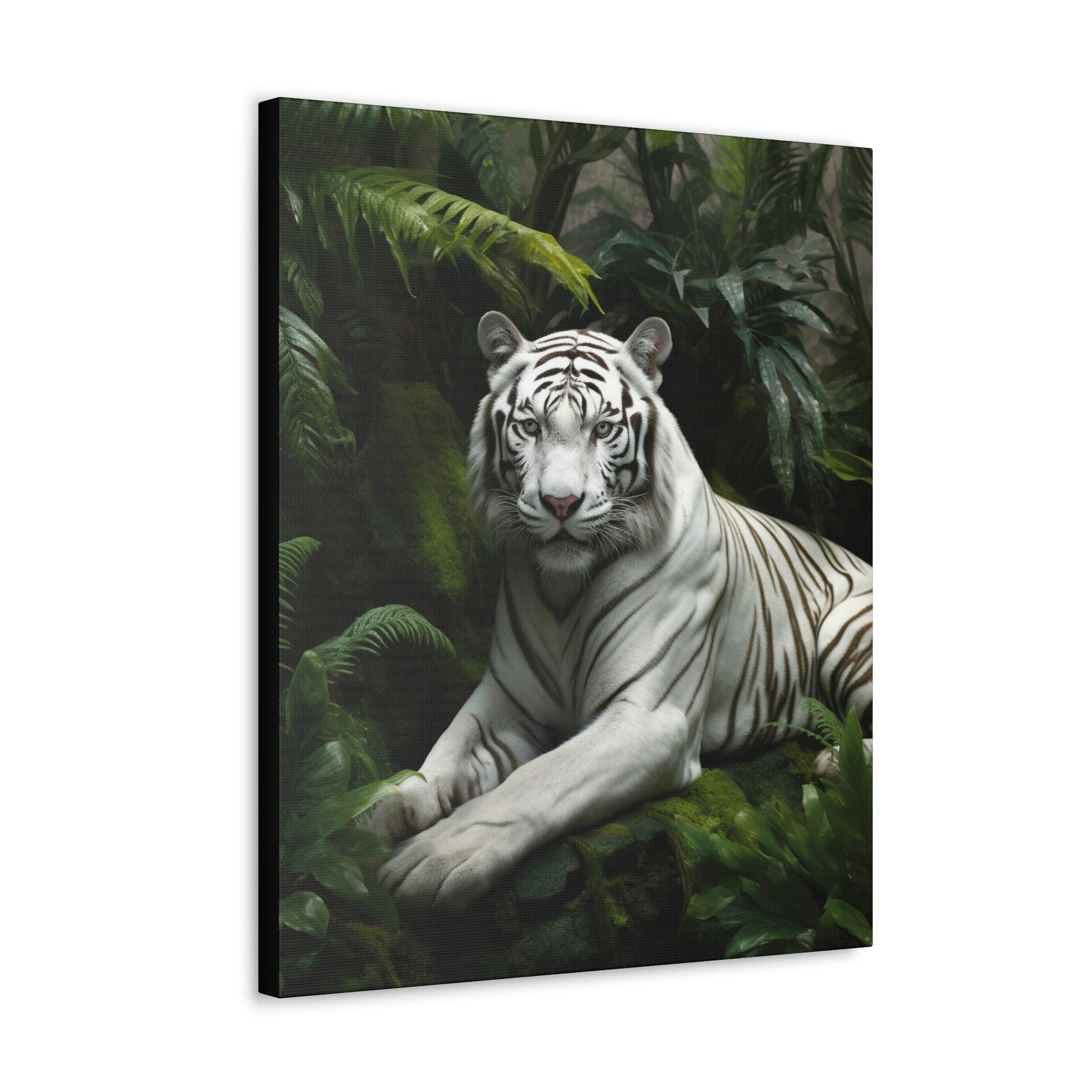 White Tiger Rainforest Wall Art White Tiger Wall Art Rainforest Canvas ...