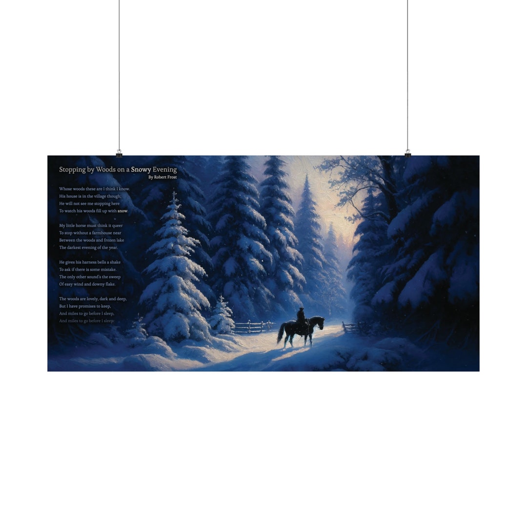 Matte Horizontal Poster Robert Frost Stopping by Woods on a Snowy ...