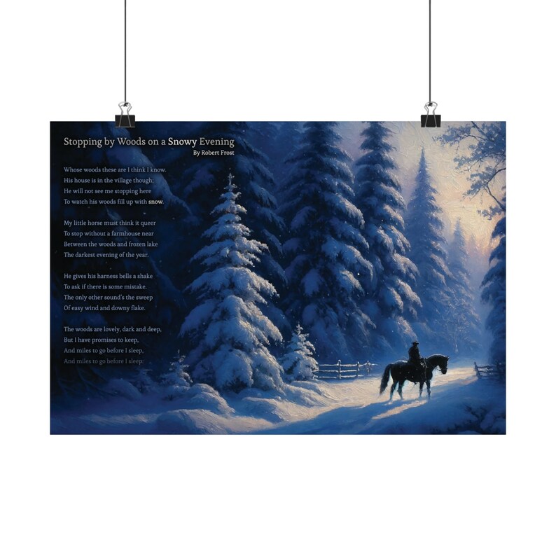 Matte Horizontal Poster Robert Frost Stopping by Woods on a Snowy ...