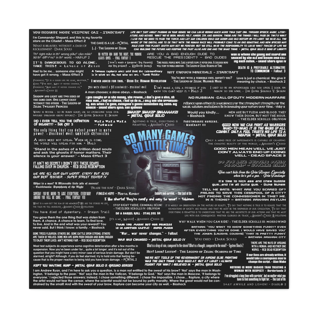 Video Game Quotes Wall Canvas | 79 Iconic Video Game Quotes for Your ...
