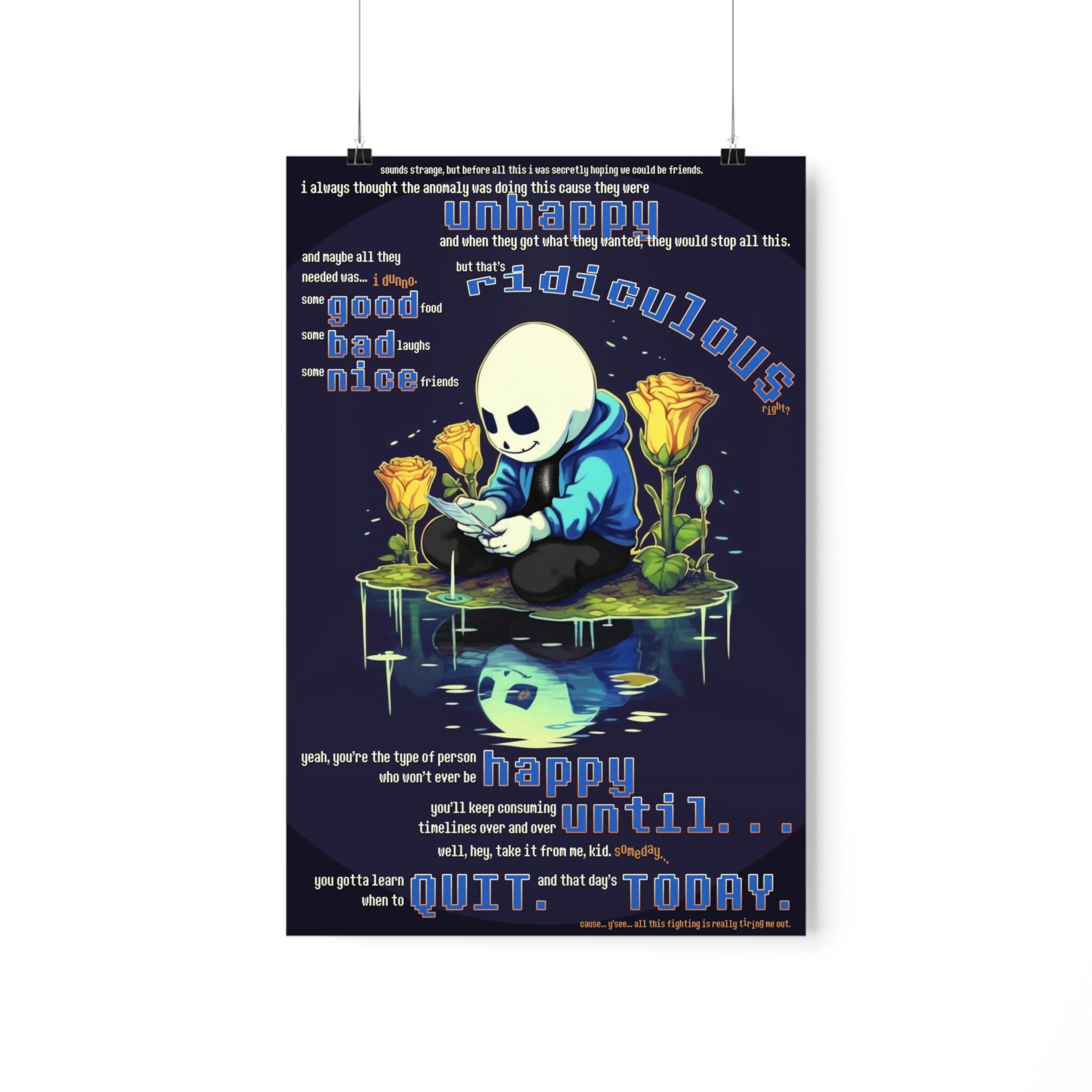 Undertale sans Inspired Poster Undertale Poster Undertale Print Sans ...