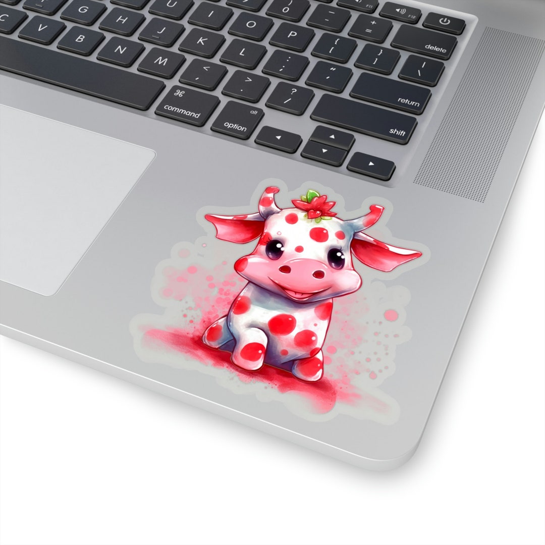 Cute Cow Sticker | Pink Cow Decal | Strawberry Themed | Kawaii Stickers ...