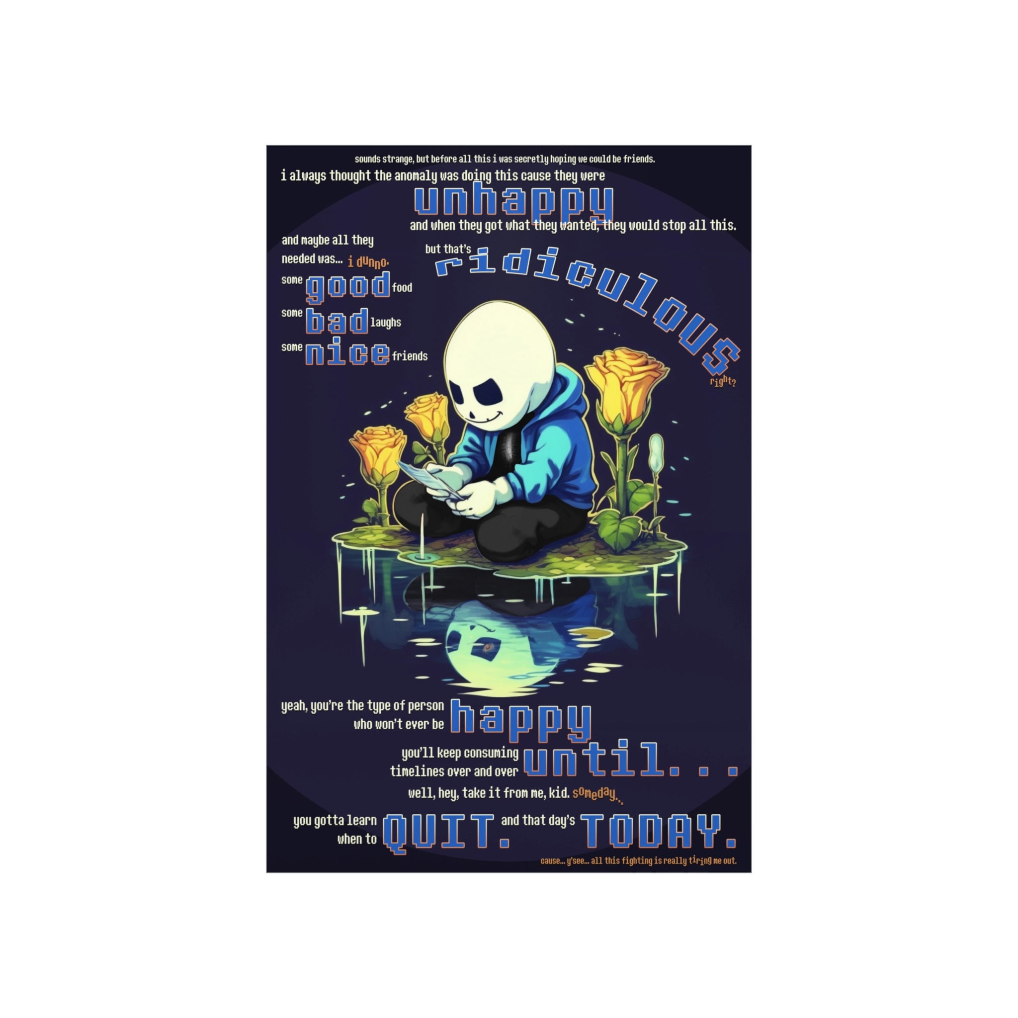 Undertale sans Inspired Poster Undertale Poster Undertale Print Sans ...