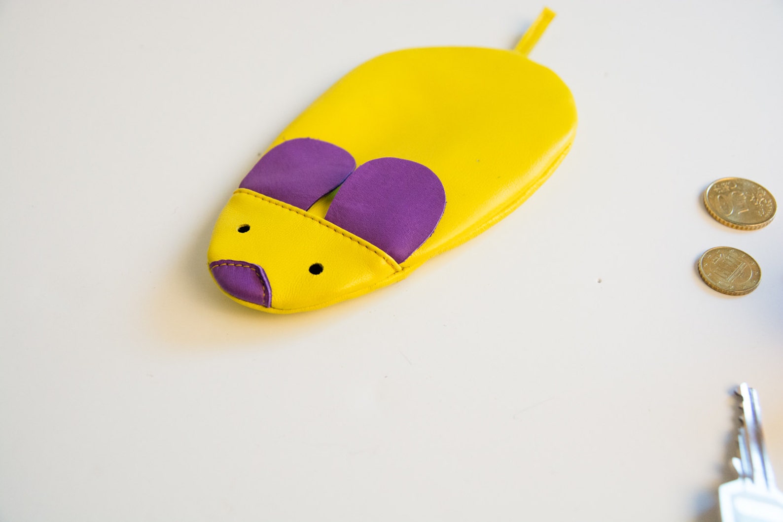 Mouse Coin Purse Genuine Leather Mouse Case Cosmetic Zipper Pouch ...