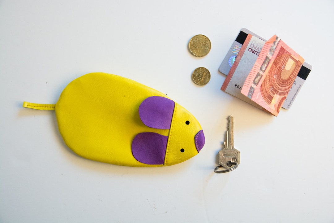 Mouse Coin Purse Genuine Leather Mouse Case Cosmetic Zipper Pouch ...