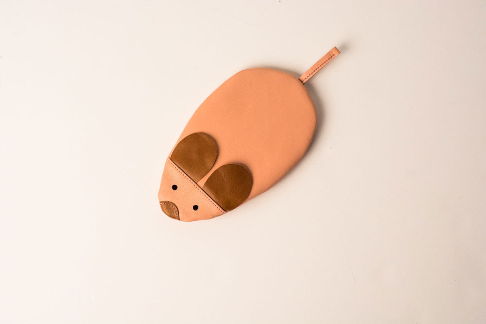 Mouse Coin Purse Genuine Leather Mouse Case Cosmetic Zipper Pouch ...