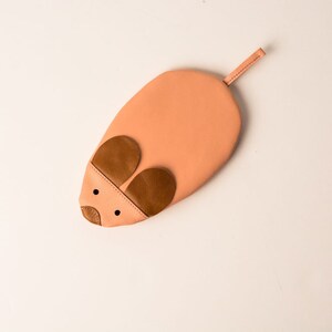 Mouse Coin Purse Genuine Leather Mouse Case Cosmetic Zipper Pouch ...
