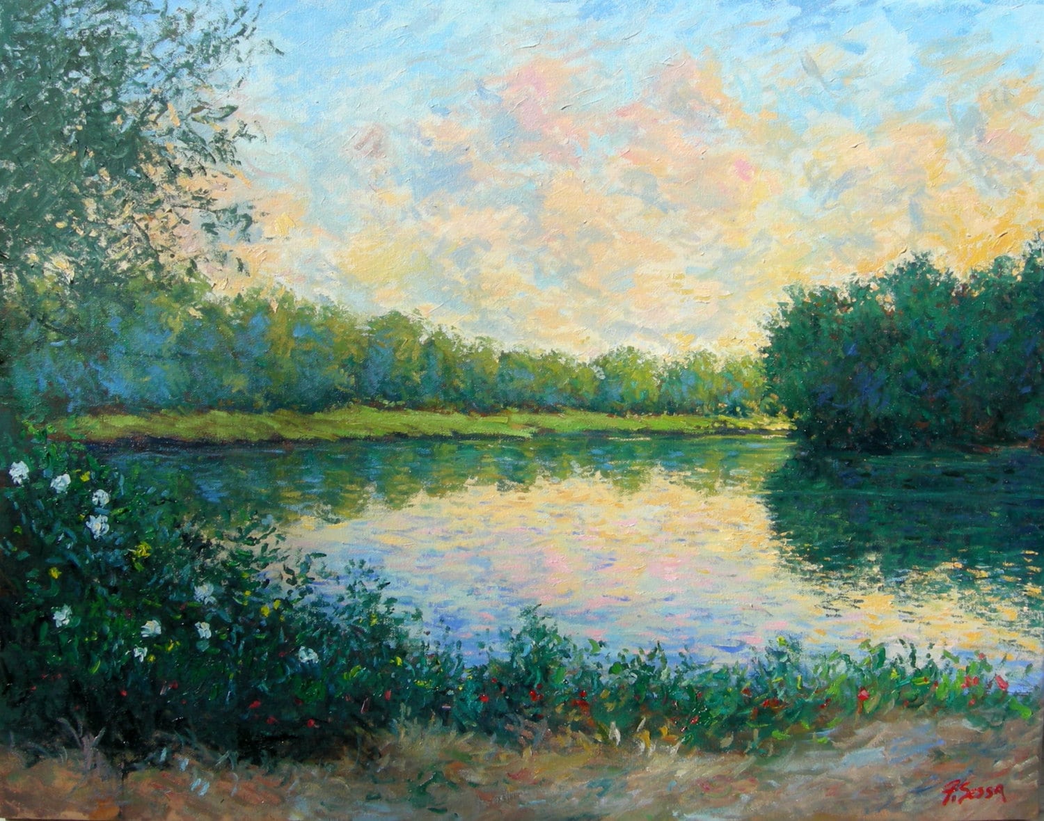 Original Painting, Oil on Canvas, Impressionist, Landscape, Mirror Lake ...