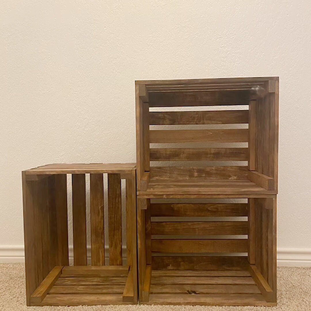 Vintage Stained Rustic Wood Crates Rustic Wood Nesting - Etsy
