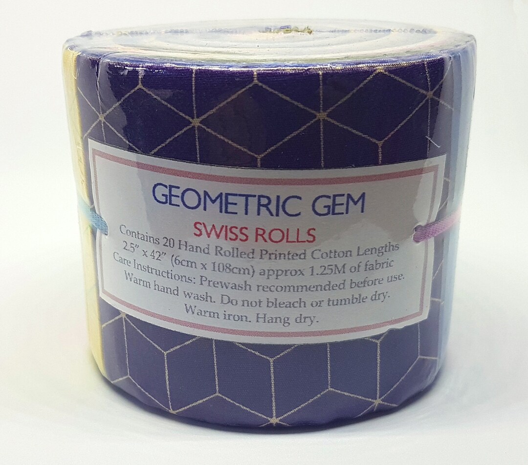 SET OF 2 Geometric Gems 20 Hand Rolled Jelly Roll Cotton Fabric Strips ...