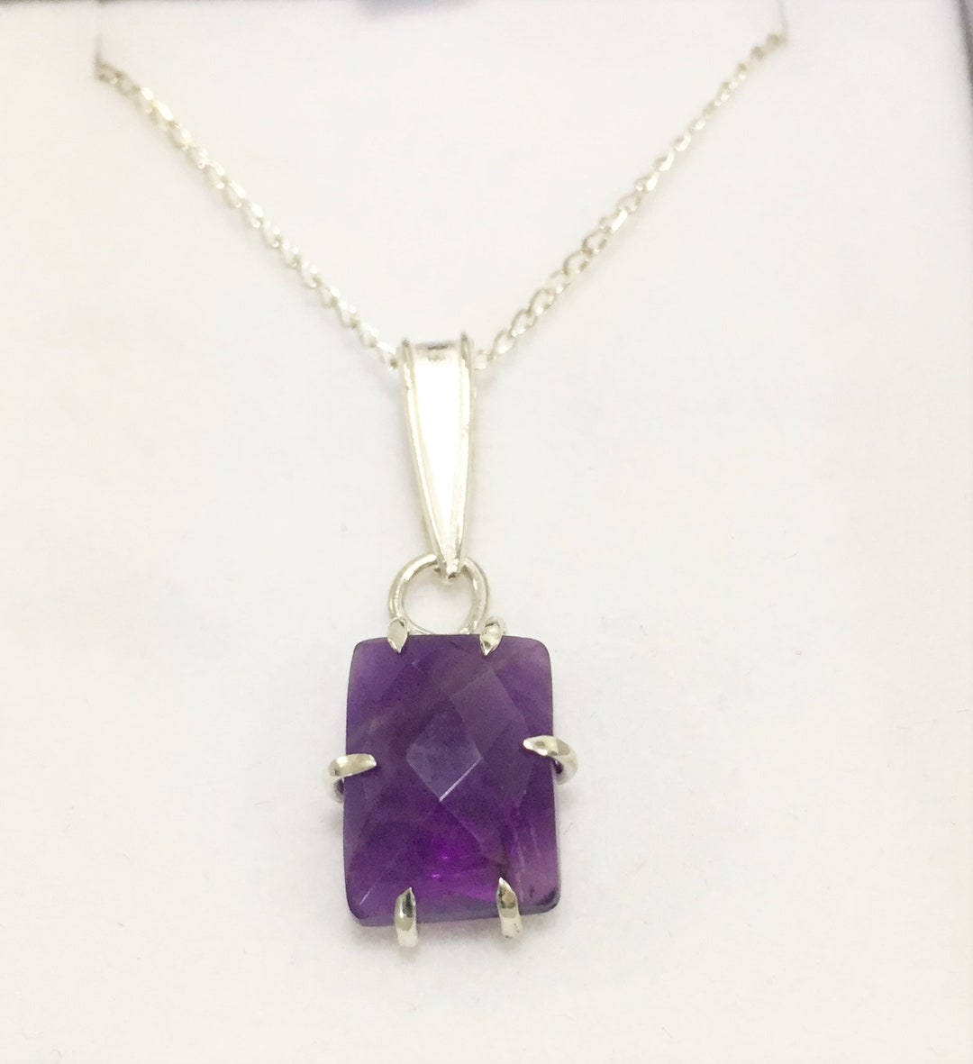Amethyst Pendant. Claw set in Sterling Silver - Etsy.de