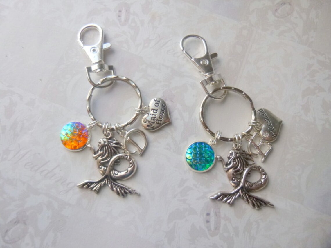 Mermaid Key Chain Mermaid Keychain Bridesmaid Key Chain | Etsy