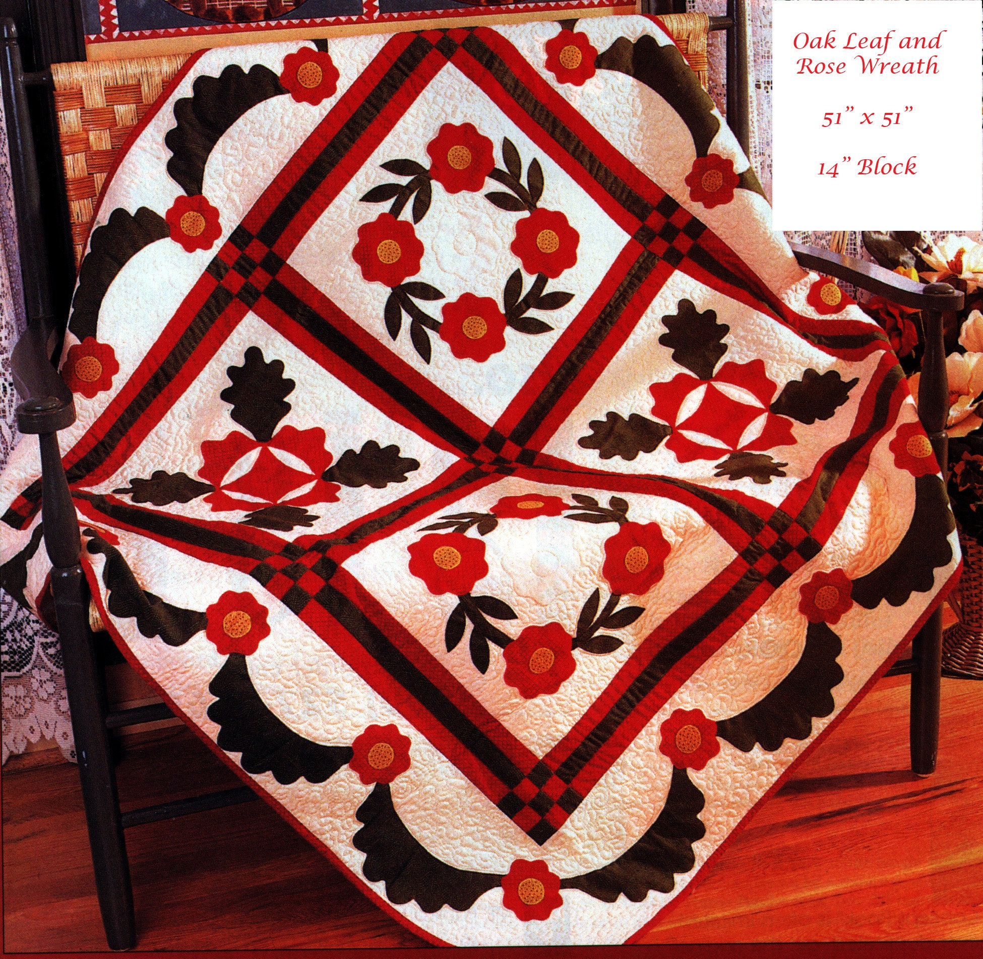 Oak Leaf and Rose Wreath Quilt Pattern - Etsy