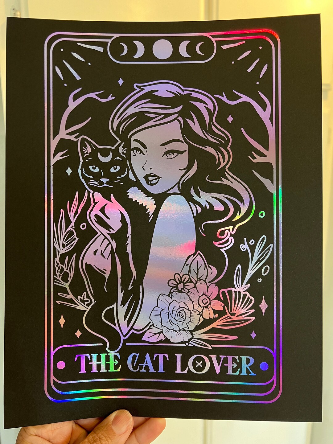 The Cat Lover Tarot Card Foil Print Custom Colors - Etsy