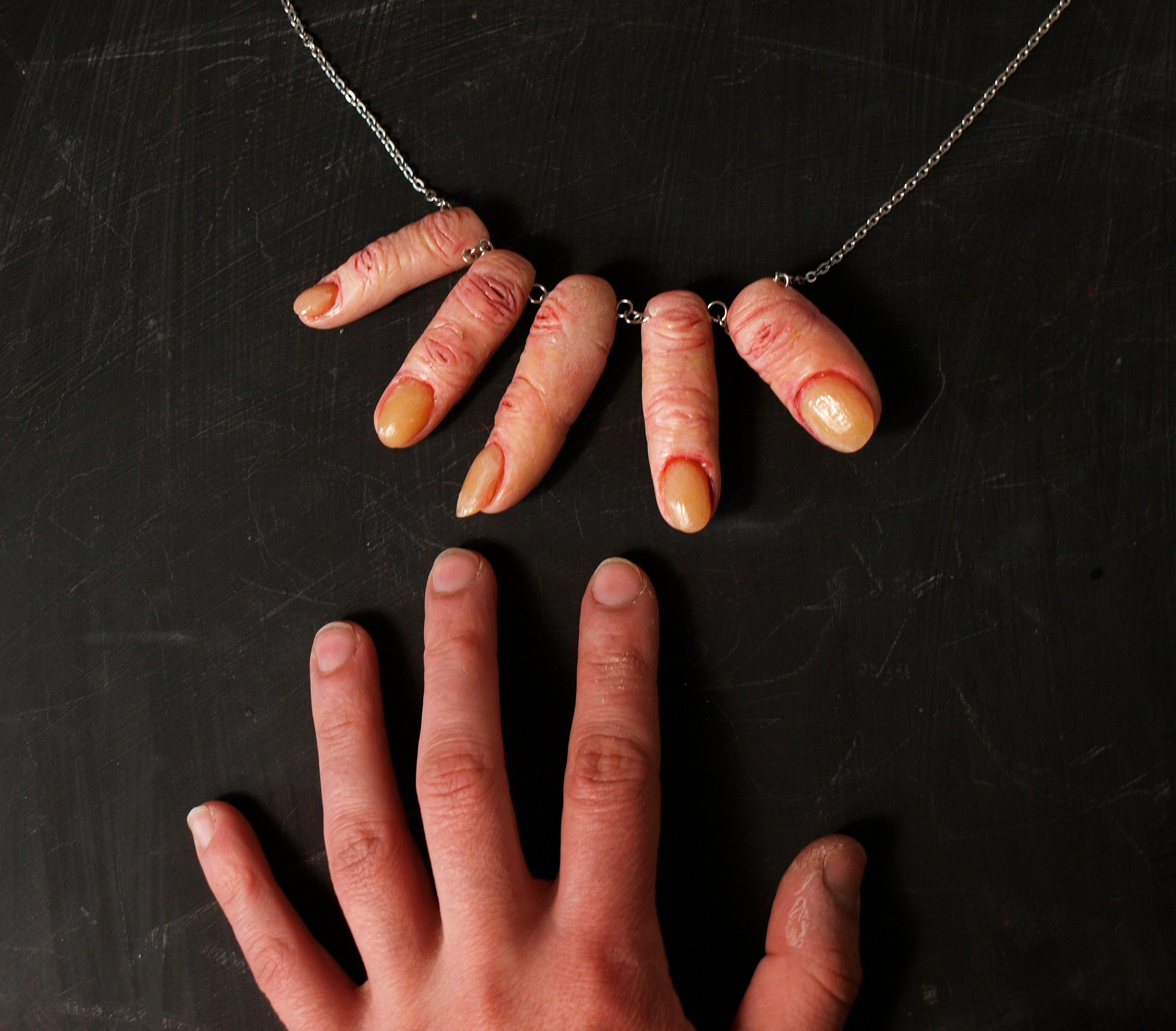 Shrunken fingers necklace Human anatomy Surreal goth | Etsy