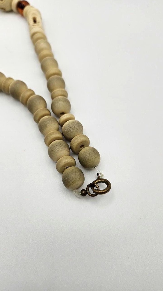 Vintage Carved Galalith Necklace - Gem