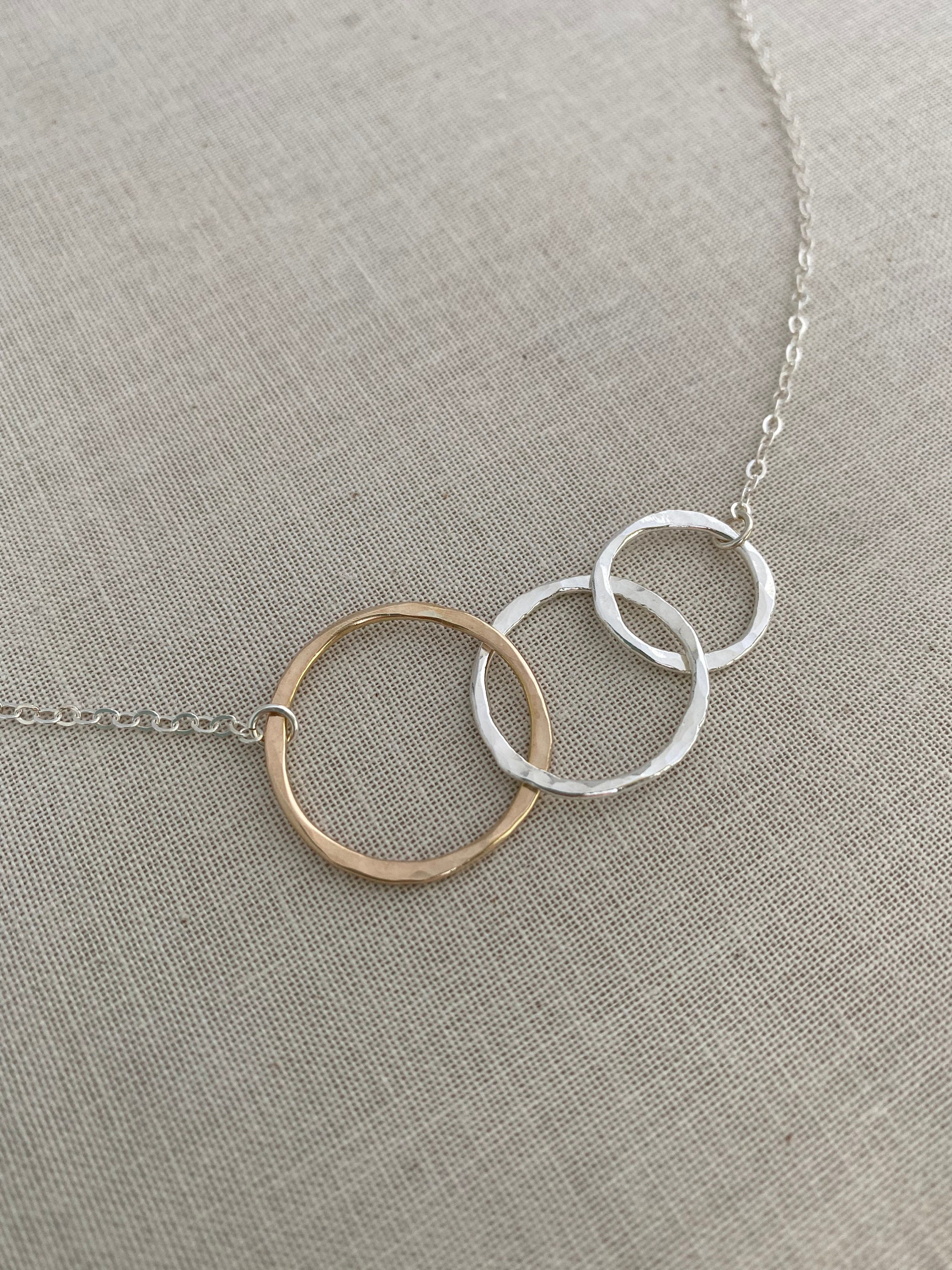 3 Circle Necklace Silver Gold, Eternity 3 Ring Necklace, Interlocking ...