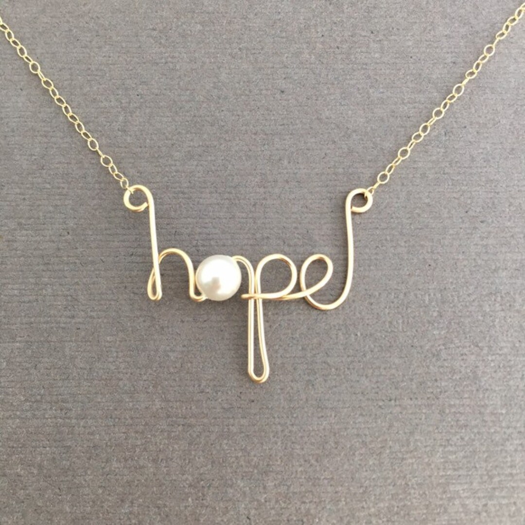 Gold Filled Hope Necklace: Swarovski Birthstone, Message Jewelry - Etsy