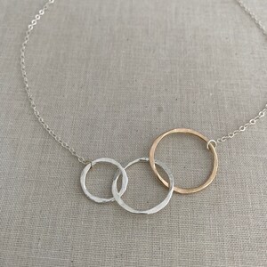 3 Circle Necklace Silver Gold, Eternity 3 Ring Necklace, Interlocking ...