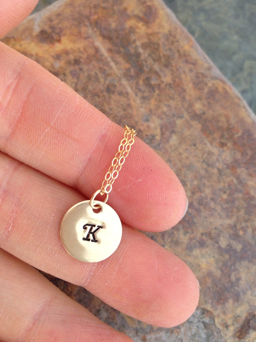 Gold Initial Necklace 1/2 Inch Personalized Necklace Tiny - Etsy