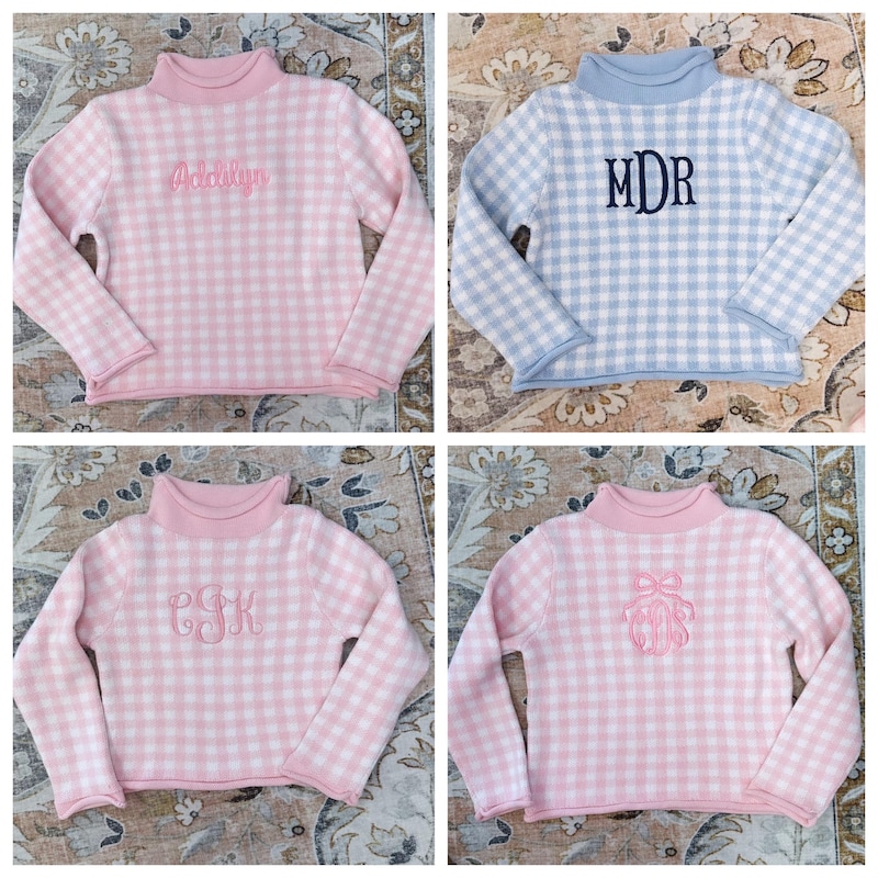 Plaid Monogram Sweater - Etsy