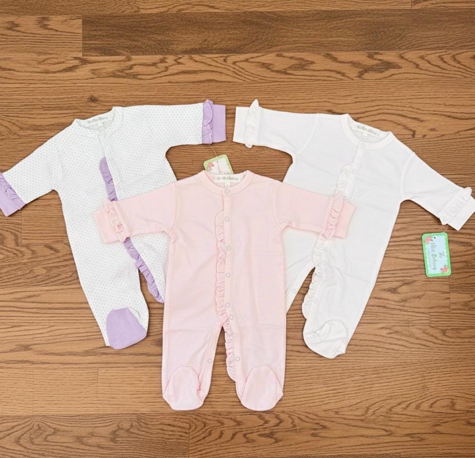 Ruffle Footie - Monogramed Baby Footie - Embroidered Baby Footie - Etsy