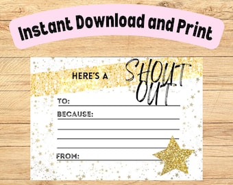 Shout Out Cards Promote Kindness Students, Teachers, Admin Staff ...