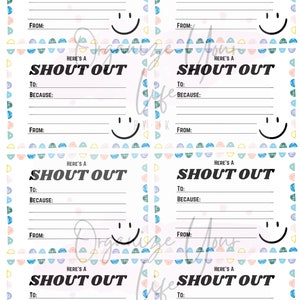 Shout Out Cards Promote Kindness Students, Teachers, Admin Staff ...