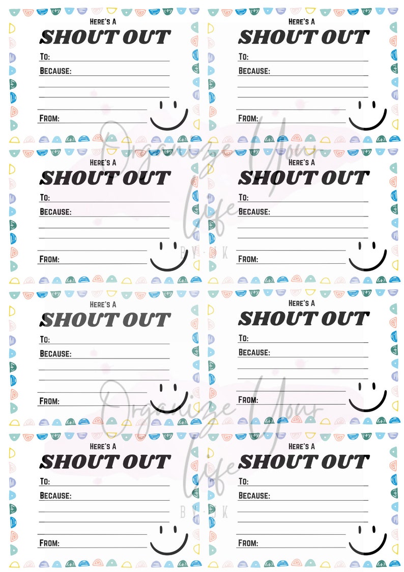 Shout Out Cards Promote Kindness Students, Teachers, Admin Staff ...