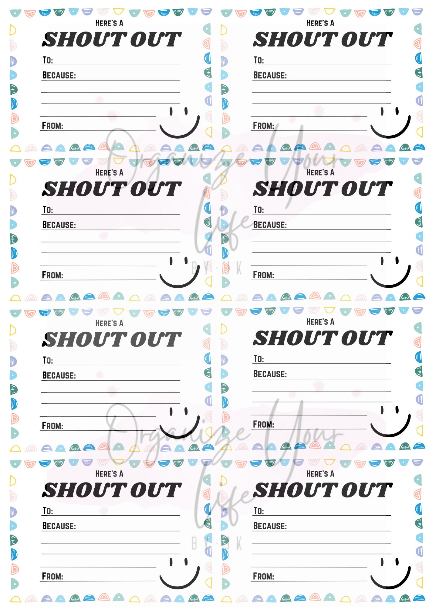 Shout Out Cards Promote Kindness Students, Teachers, Admin Staff ...