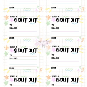 Shout Out Cards Promote Kindness Students, Teachers, Admin Staff ...