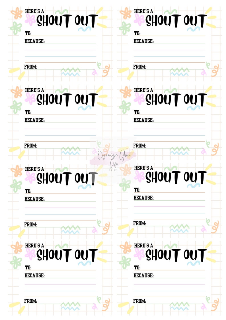 Shout Out Cards Promote Kindness Students, Teachers, Admin Staff ...