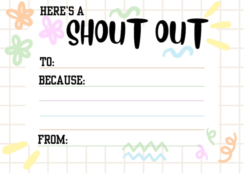 Shout Out Cards Promote Kindness Students, Teachers, Admin Staff ...